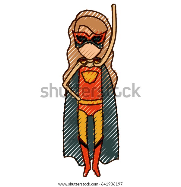 Colored Pencil Silhouette Superhero Faceless Girl Stock Vector (Royalty ...
