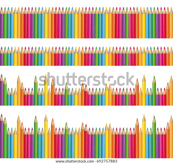 Colored Pencils Banners Set Isolated On Stock Vector (Royalty Free ...