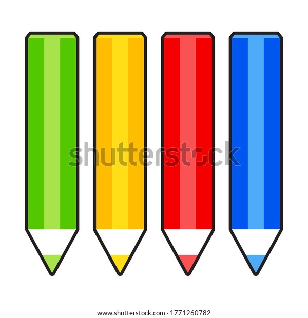 Colored Pencils Icon Set Red Yellow Stock Vector (Royalty Free ...