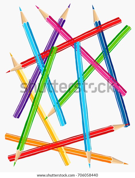 Colored Pencils Scattered Set Hand Drawn Stock Vector (Royalty Free ...