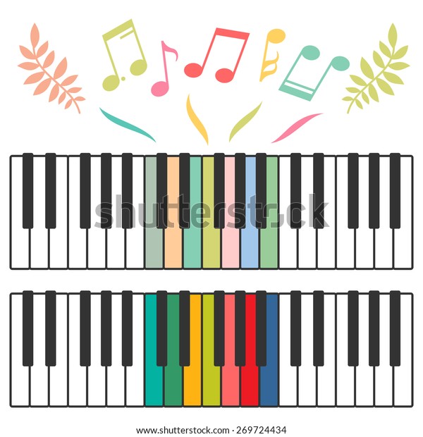 Colored Piano Keys Music Notes Vector : image vectorielle de stock ...