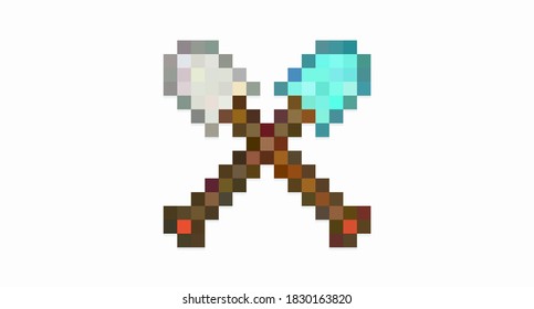 Colored Pixel Shovels Crossed Shovels On Stock Vector (Royalty Free ...