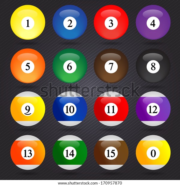 Colored Pool Balls Numbers 1 15 Stock Vector (Royalty Free) 170957870 ...