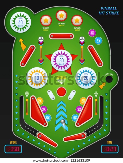 Colored Realistic 3 D Pinball Composition Stock Vector (Royalty Free ...