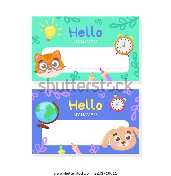 Colored School Labels Kids Class Names Stock Vector (Royalty Free ...