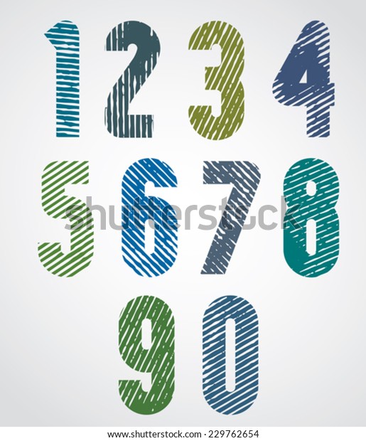 Colored Scratched Numbers Rounded Corners On Stock Vector (Royalty Free ...