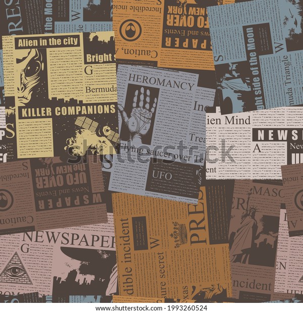 Colored Seamless Pattern Magazine Newspaper Clippings Stock Vector ...