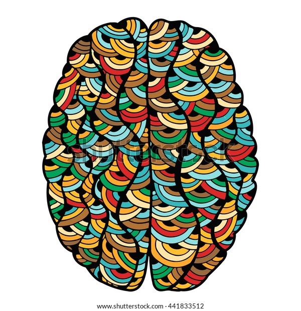 Colored Sketchy Human Brain Doodle Decorative Stock Vector (Royalty ...