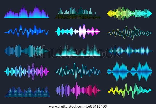 Colored Sound Waves Collection Analog Digital Stock Vector (Royalty ...