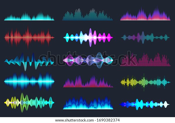 Colored Sound Waves Collection Analog Digital Stock Vector (Royalty ...
