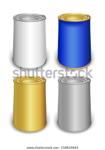 Colored Tin Can Templates Isolated On Stock Vector (Royalty Free ...