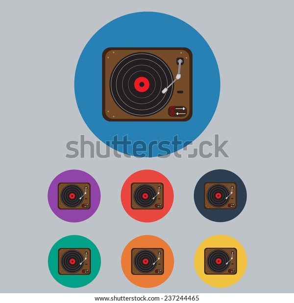 Colored Vinyl Turntable Retro Record Player Stock Vector (Royalty Free ...