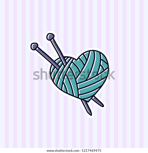 Colored Wool Yarn Heartshaped Knitting Needles Stock Vector (Royalty ...
