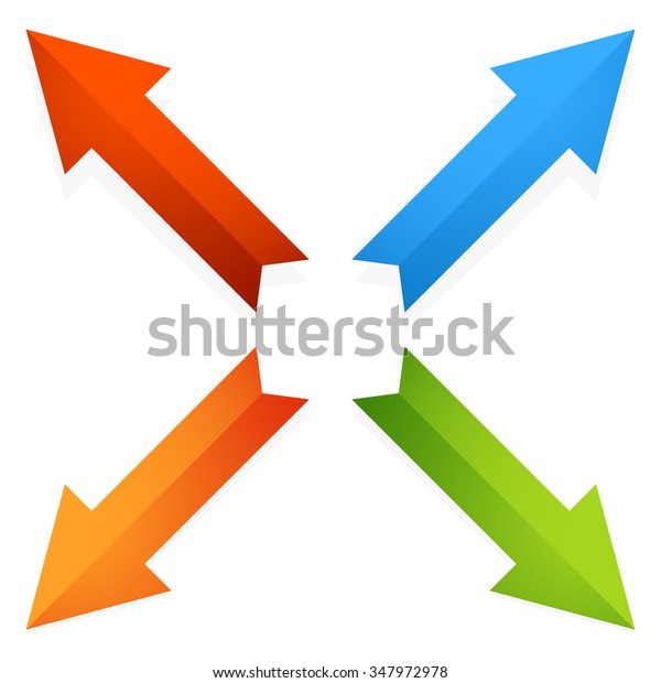 Colorful 4 Way Diagonal Arrows Pointing Stock Vector (Royalty Free ...