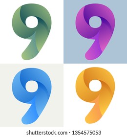 Colorful 9 Design Stock Vector (Royalty Free) 1354575053 | Shutterstock