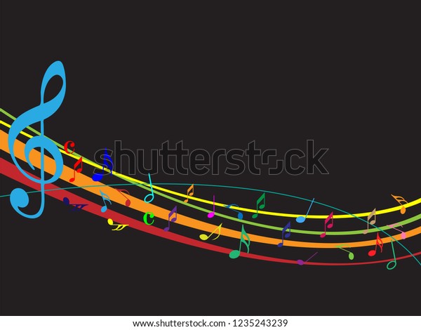 Colorful Abstract Music Notes On Rainbow: เวกเตอร์สต็อก (ปลอดค่า ...