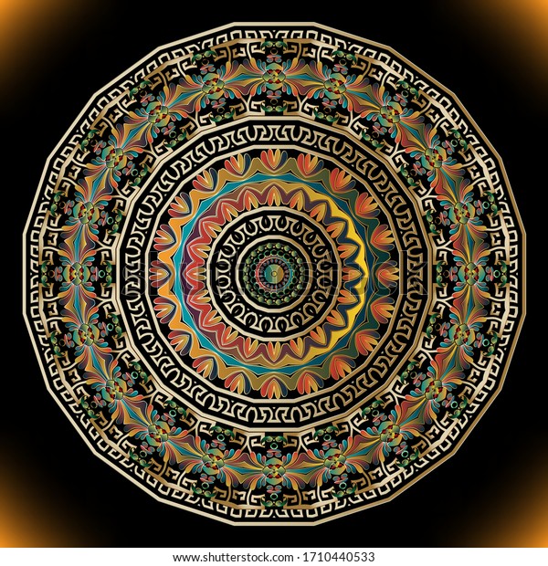 Colorful Abstract Round Mandala Pattern Vector Stok Vektör (Telifsiz ...