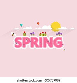 Colorful Abstract Spring Lettering Flat Style Stock Vector (Royalty ...