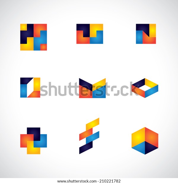 Colorful Abstract Unusual Shapes Vector Icons Stock Vector (Royalty ...