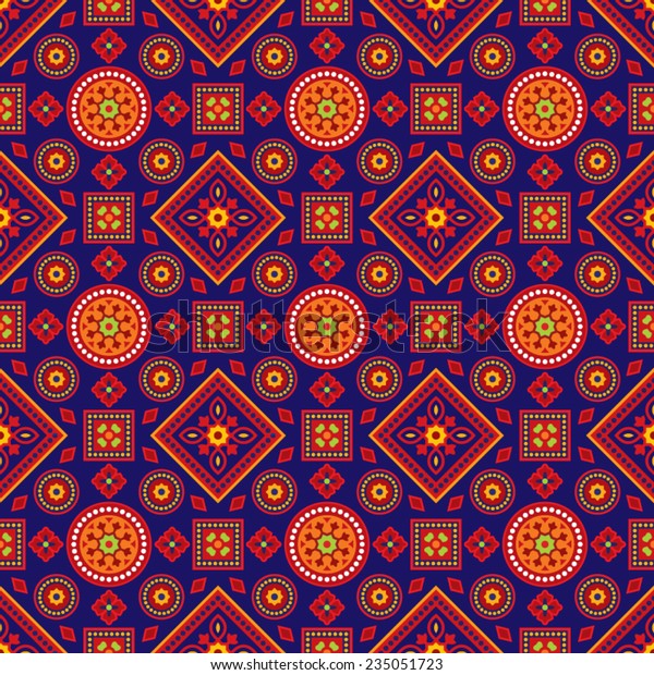 Colorful Ajrak Pattern Stock Vector (Royalty Free) 235051723