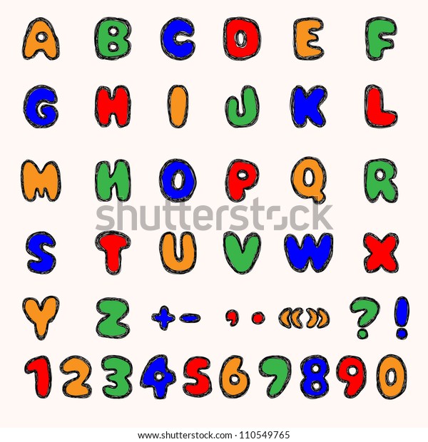 Colorful Alphabet Numbers Stock Vector (Royalty Free) 110549765 ...