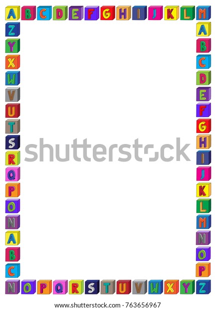 Colorful Alphabet Random Blocks Frame A4 Stock Vector (Royalty Free ...