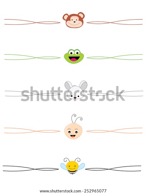 Colorful Animal Faces Divider Isolated On Stock Vector (Royalty Free ...