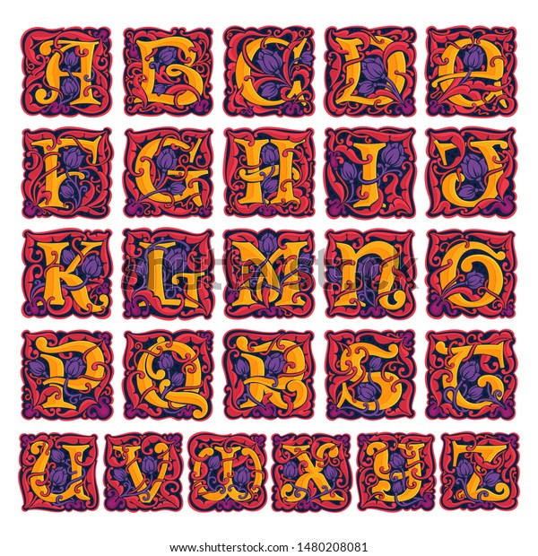 Colorful Antique Gothic Initial Alphabet Logo Stock Vector (Royalty ...