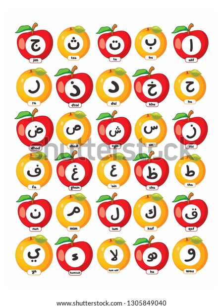 Colorful Arabic Alphabet Set Stock Vector (Royalty Free) 1305849040 ...