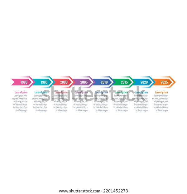 Colorful Arrow Signs Timeline Template Eight Stock Vector (Royalty Free ...