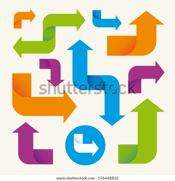 flechas coloridas configuran elementos de diseño vectorial