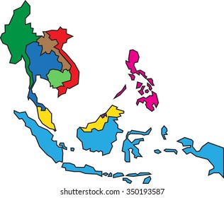 Colorful Asean Map On White Background: Vector có sẵn (miễn phí bản ...