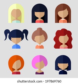 Colorful Avatars Icons Set Flat Style Stock Vector (Royalty Free ...