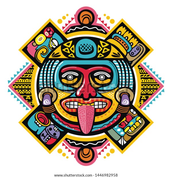 Colorful Aztec Decorative Vector Illustration Traditional Stock Vector ...