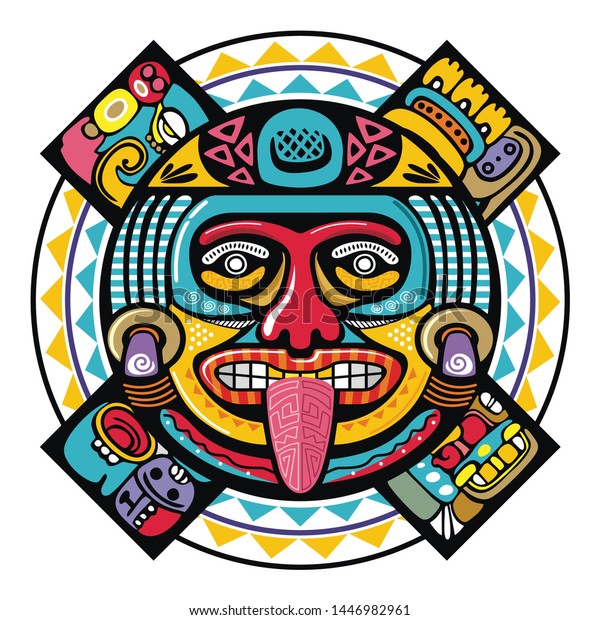 Colorful Aztec Decorative Vector Illustration Traditional Stock Vector ...