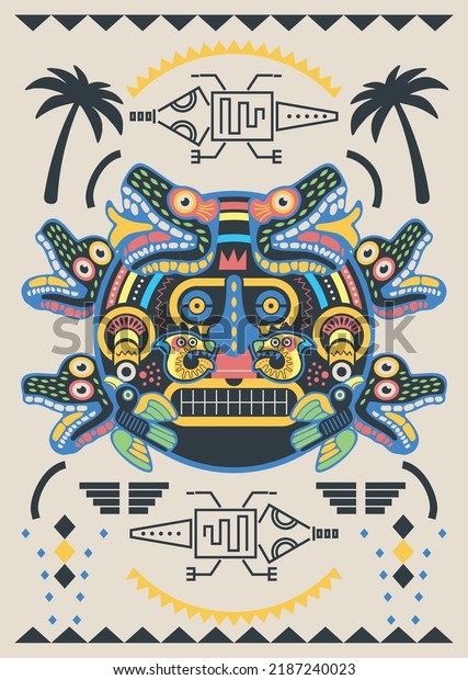 Colorful Aztec Decorative Vector Illustration Traditional Stock Vector ...