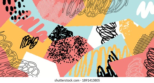Colorful Background Header Collage Different Shapes Stock Vector ...