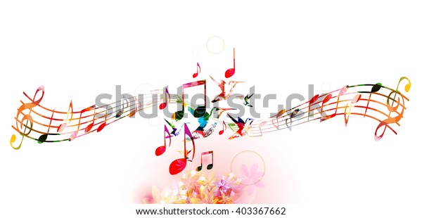 Arrière-plan coloré avec notes de musique : image vectorielle de stock ...