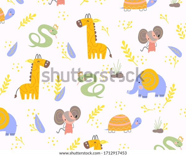 Colorful Background Pattern Animals Scattered Over Stock Vector ...