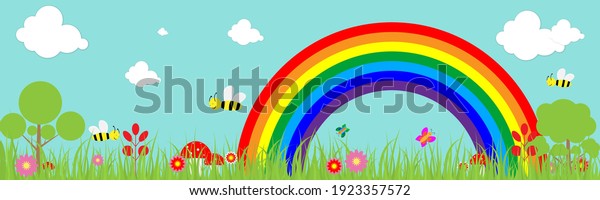 Colorful Background Rainbow Happy Sun Smiling Stock Vector (Royalty ...