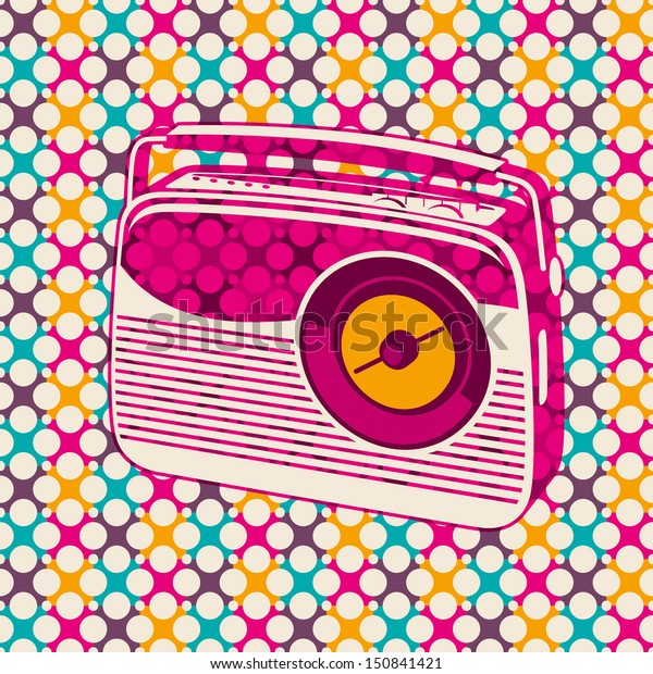 Colorful Background Retro Radio Vector Illustration Stock Vector ...
