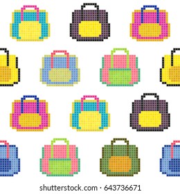 Colorful Bags Seamless Pattern Pixel Art Stock Vector (Royalty Free ...