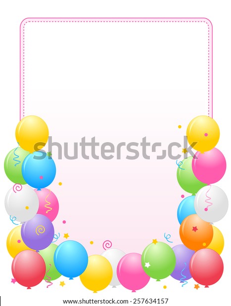 Colorful Balloons Border Frame Illustration Birthday Stock Vector ...