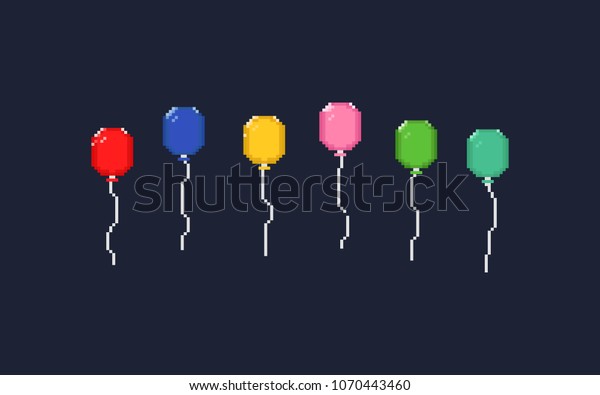 Colorful Balloons Vector Set8 Bit Balloon 스톡 벡터(로열티 프리) 1070443460 ...