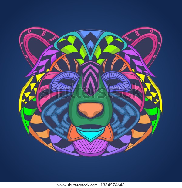 colorful bear face artwork in pop art color