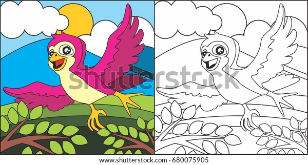 Colorful Bird Fly Sky Coloring Book Stock Vector (Royalty Free ...