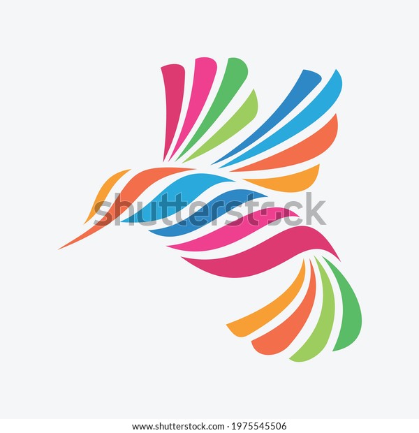 Colorful Bird Icon Logo Vector Template: vector de stock (libre de ...