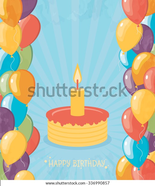 Colorful Birthday Background Flat Design Style Stock Vector (Royalty ...