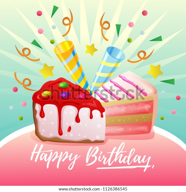 Colorful Birthday Card Theme Fun Slice Stock Vector (Royalty Free ...