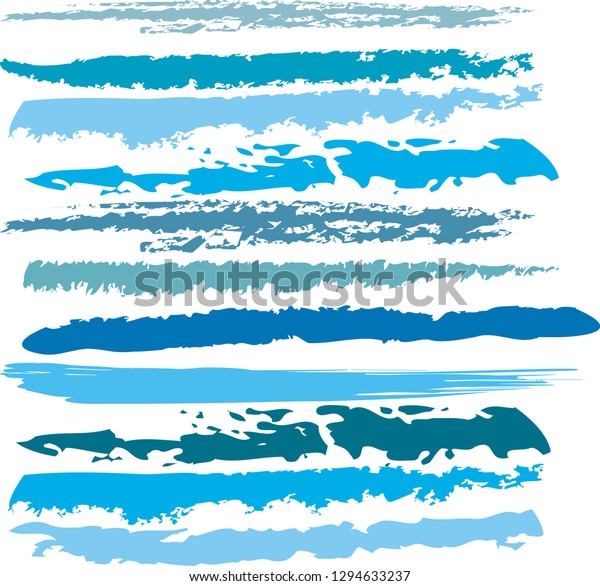Colorful Blue Paint Brush Horizontal Lines Stock Vector (Royalty Free ...